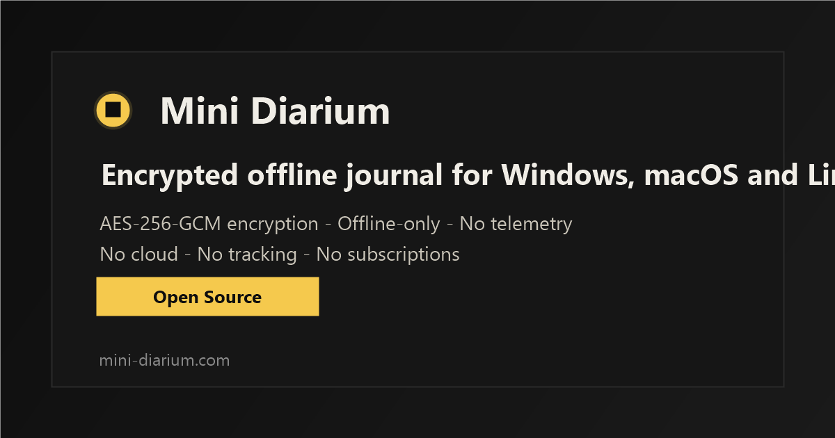 Mini Diarium — Encrypted Journal App for Windows, macOS & Linux